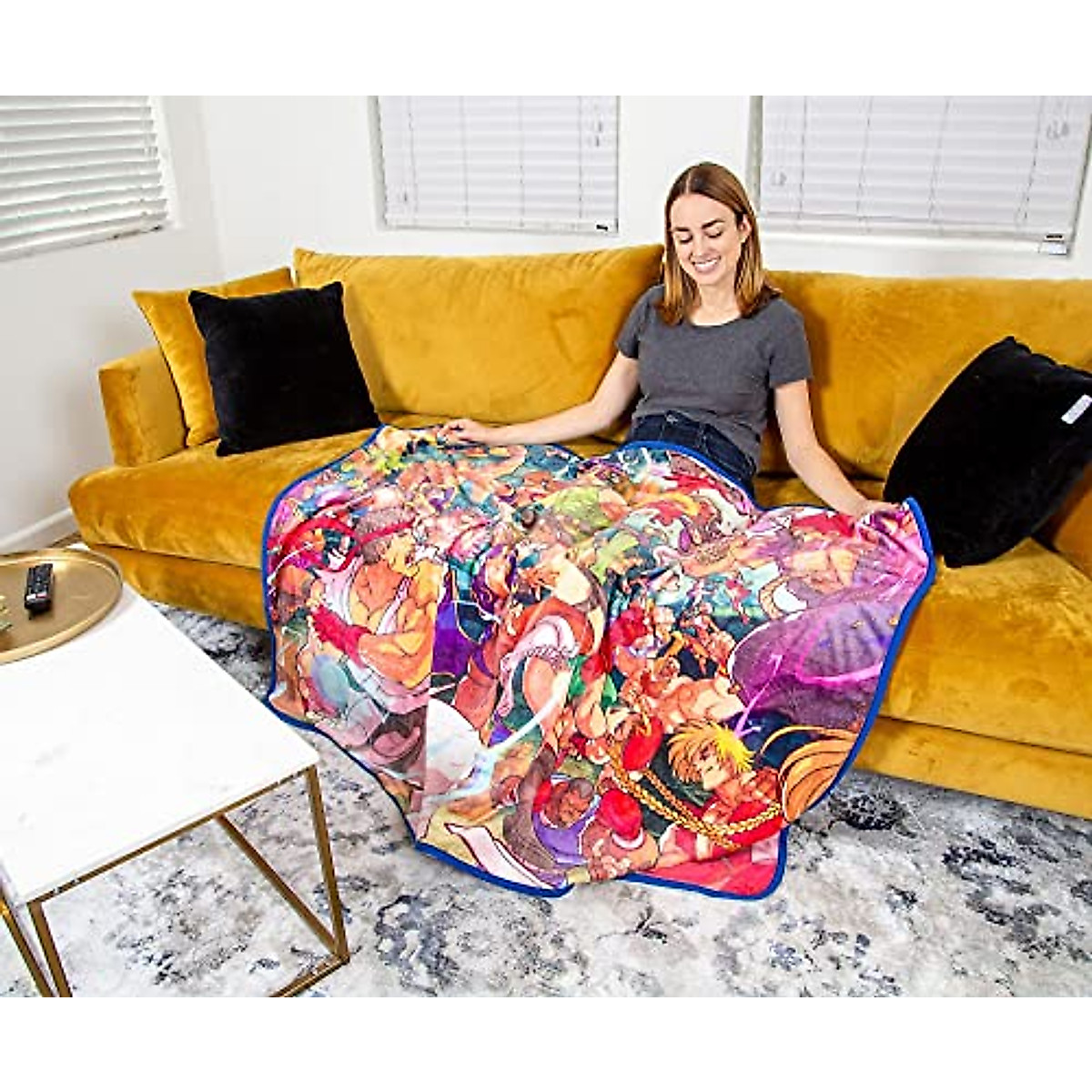 Street Fighter Fleece Throw Blanket | Plush Soft Polyester Cover For Sofa and Bed, Cozy Home Decor, Luxury Room Essentials | Capcom Video Game Gifts For Adults and Kids | 45 x 60 Inches