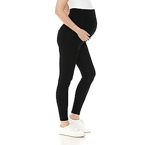Leggings Depot Women's Maternity Jeans Pregnancy Denim Jeggings (Full Length, Black, X-Large)
