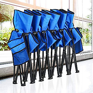Yaheetech 6 Seats Foldable Sideline Bench for Sports Team Portable Camping Folding Bench Chairs with Carry Bag, Blue