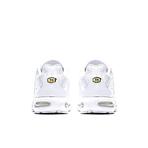 Nike Men's Air Max Plus Leather Running Shoes, White/White/White, 10 M US