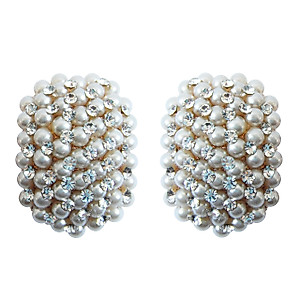 Navachi 18k Gold Plated Little Pearl White Crystal Omega Az1875o Earrings