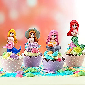 BLLREMIPSUR 4 PCS Mermaid Miniature Figurines, Mini Mermaid Doll Cake Toppers, Cute Mermaid DIY Ornaments for Fairy Garden, Terrarium, Dollhouse, Moss, Succulents Decorations