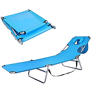 Elevon Foldable Lightweight Face Down Tanning Chaise Lounge Chair with Face and Arm Holes