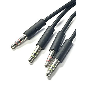 PEGLY Headphone Splitter for Computer CTIA 3.5mm TRRS Female to Dual TRS Male Mic Audio Jack Y Headset Splitter Adapter Cable for PC Laptop to Gaming Headset - 8 inch /20cm Black Pack of 2 Pieces