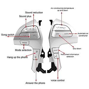 Gorgeri 1 Pair Steering Wheel Button, Multifunction Steering Wheel Control Switch Button Fits for XV40 2007-2011 XU40 2008-2013 (Silver)