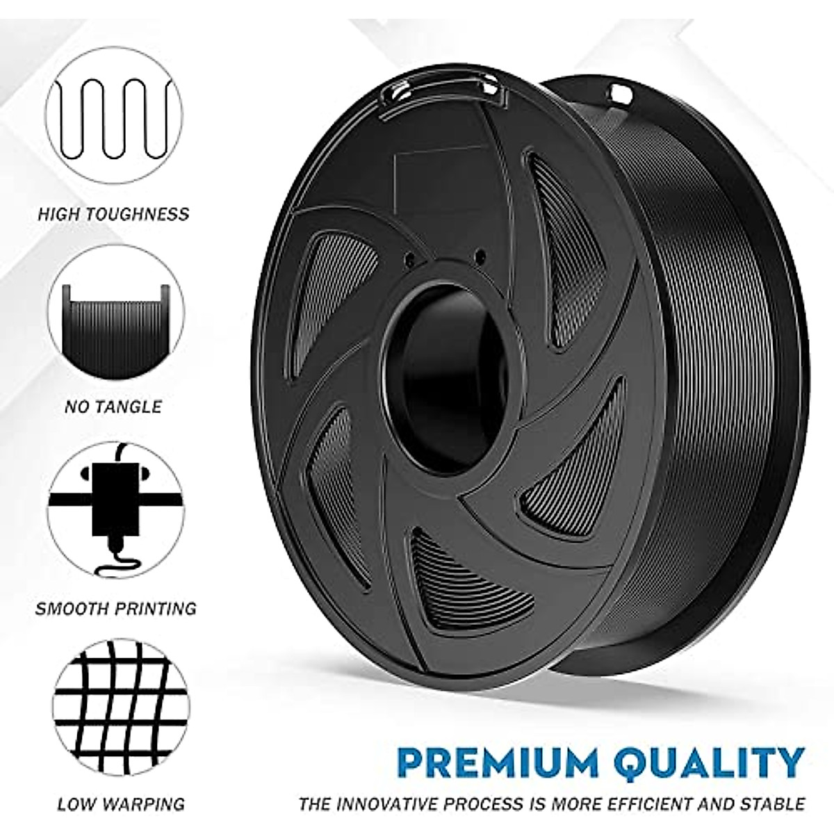 Ikaufen PLA Filament 1.75mm 3D Printer Filament PLA 3D Printing Materials 1Kg Dimensional Accuracy +/- 0.05mm Black