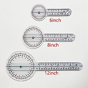 Goniometer Set 3 Pieces 12", 8", 6" Body Measuring Tape - Physical Therapy, Occupational Therapy, Fitness, Medical Protractor Angle Ruler Measuring Tool