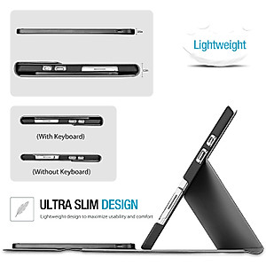 ProCase Keyboard Case for Surface Pro 7 (2019) /Pro 6 (2018) /Pro 5 (2017) /Pro 4 (2015) 12.3 Inch Tablet, Slim Lightweight Smart Cover with Magnetically Detachable Wireless Keyboard –Black