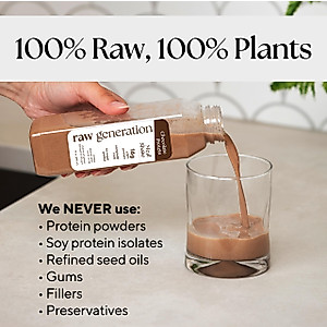 Raw Generation 18-Pack Meal Replacement Shakes - Organic Plant Based Protein Drinks/No Added Sugar/High-Protein, Gluten-Free, Vegan, Non-GMO/Essential Vitamins & Minerals/Just 5 Ingredients