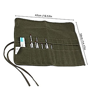 Yosoo Artist Draw Pen Watercolor Draw Pen 17''x14'' Roll Up Canvas Oil Paint Brush Bag Cases 22 Slots Holder
