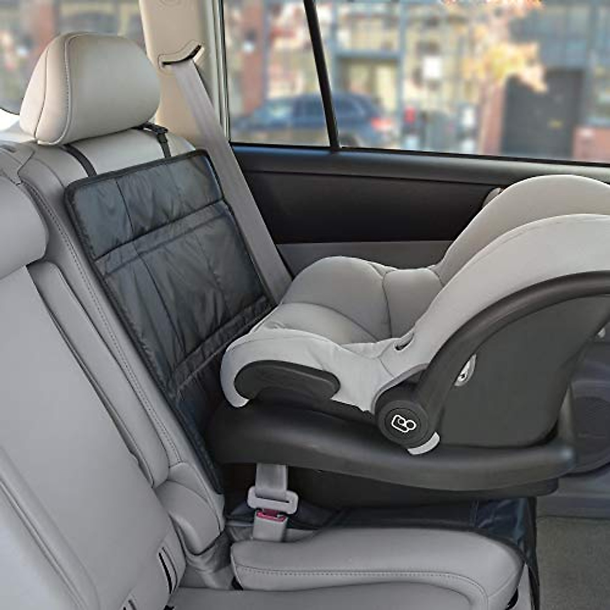 Travel Bug Baby & Toddler High Back Seat Protector, Universal Fit, for Rear and Forward Facing Baby Car Seats- Black (2-Pack)