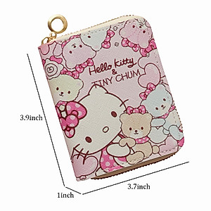 Small Wallet for Women and Girl, Short PU Leather Zipper Cute Coin Purse, 2Pce