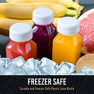 Norcalway 8pcs 2oz Shot Bottles with Caps - Ginger Shot Lids, Wellness Juice, Freezer Safe, Leak Proof, Food Grade Bottles