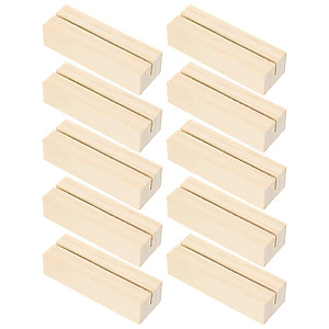NUOBESTY Table Card Holders Handmade Wooden Place Card Holders Table Place Cards Name Holders Photo Holders for Wedding Party Bar Home Table and More 10 Pcs