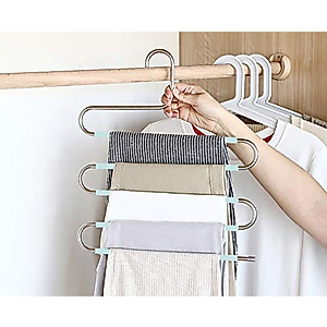 devesanter Pants Hangers Space Save Non-Slip 4 Pack S-Shape Trousers Hangers Stainless Steel Clothes Hangers Closet Storage Organizer for Pants Jeans Scarf Hanging Green