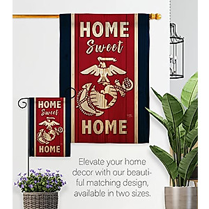 Home Sweet Marine Corps Garden Flag - Set Mailbox Hanger Armed Forces USMC Semper Fi United State American Military Veteran Retire Official - House Banner Small Yard Gift Double-Sided 13 X 18.5