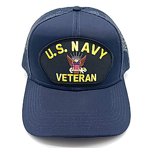 Infinite Hats US Navy Veteran Patch Mesh Adjustable Baseball Cap (Navy)