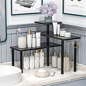 JayRex Countertop Corner Shelf, 3 Tier Moveable Organizer for Bathroom Counter, Make Up, Dresser Table, Desktop (Black)