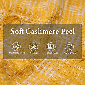 VANLINKER Soft Premium Cashmere Winter Scarf for Women Men Cozy Shawls Classic Tweed Long Wraps Stay Warm and Stylish VL9321 Yellow