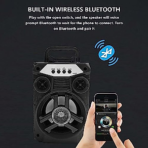 Portable Bluetooth Speakers Indoor Outdoor - Loud Voice Double Subwoofer Bass Speaker, Bluetooth 5.0 Wireless Speaker Support FM Radio, Small Stereo Sound System for Home, Party