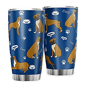WmhrYpzhL Boxer Travel Mug Dog Pattern Coffee Mug Stainless Steel Insulated Tumbler For Ice Drinks＆Hot Beverage Gifts Boxer