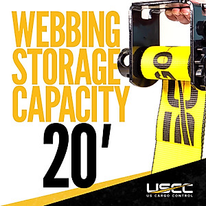 US Cargo Control Standard Profile Sliding Winch for Double L Track, Durable Steel Winch, Holds Up to 20 Feet of Webbing, Slides to Any Position for Winch Control, Black, 4 Inch