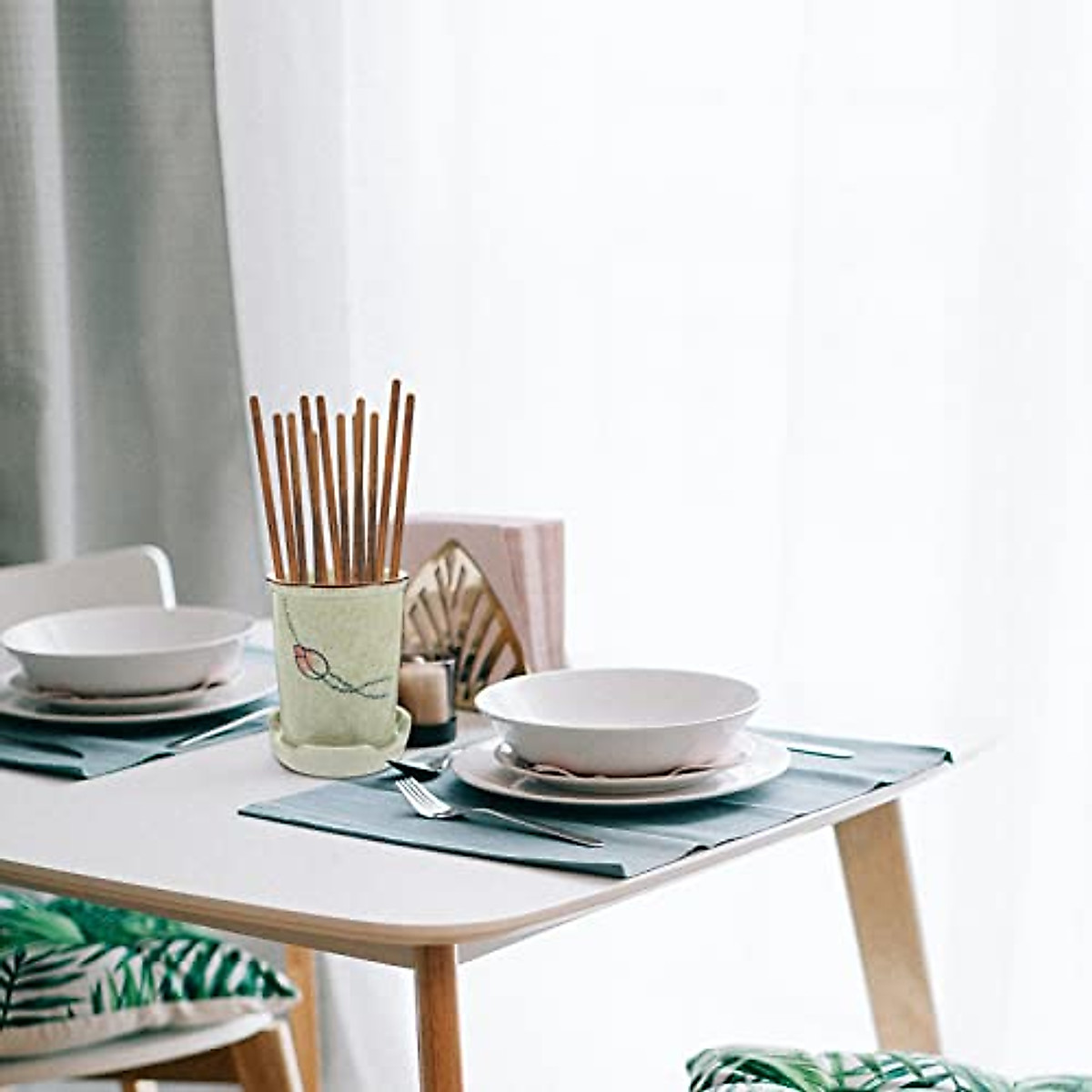 Hemoton Drainable Flatware Holder Household Cutlery Holder Desktop Spoon Holder Ceramic Utensil Holder