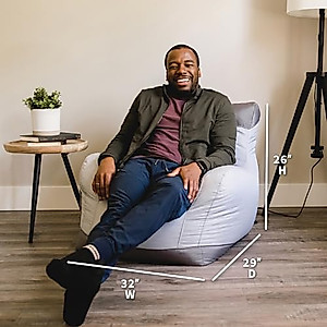 Big Joe Dorm Bean Bag Chair with Drink Holder and Pocket, Two Tone Gray Smartmax, Durable Polyester Nylon Blend, 3 feet