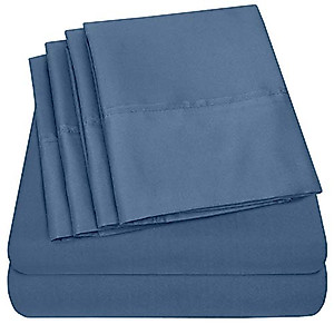 Twin XL Size Bed Sheets - 4 Piece 1500 Supreme Collection Fine Brushed Microfiber Deep Pocket Twin X-Large Sheet Set Bedding - 1 EXTRA PILLOW CASES, GREAT VALUE, Twin XL, Denim