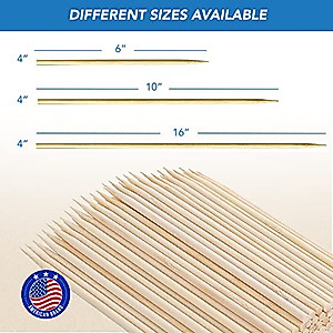 Reusable Natural Bamboo Skewers for BBQ, Kabob, Appetizer, Chocolate Fountain, Crafting, Party - 16 Inch Kebab BBQ Sticks & Skewer Wooden Skewers (100 PCS) - Thick Ideal for Grilling