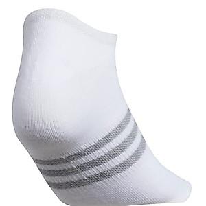 adidas Women's Superlite No Show Socks (6-Pair), White/Clear Onix Grey/Black, Medium
