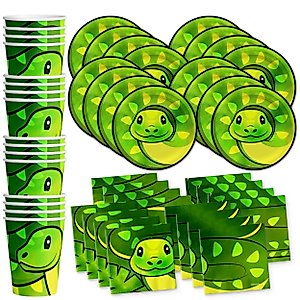 Snake Birthday Party Supplies Set Plates Napkins Cups Tableware Kit for 16