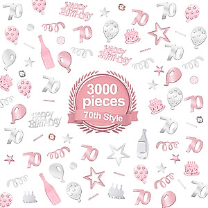 3000 PCS Rose Gold Silver 70th Happy Birthday Confetti Decorations with Diamonds Rose Gold 70th Birthday Party Table Decor Metallic Foil Confetti Scatter for Men Women Birthday Anniversary Party DIY