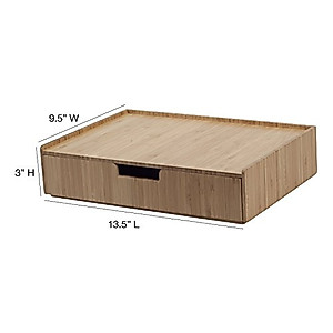 Bamboo Drawer Large, Monitor Stand & Stackable Storage Solution for Office Products pens, Pencils, Scissors, notepads, Business Cards and More