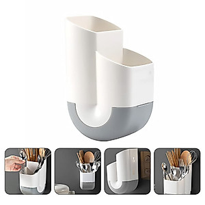 SOLUSTRE Hanging Utensil Wall Mount Utensil Drying Rack Plastic Utensil Holder Silverware Organizer Flatware Spoon Fork Storage Basket Kitchen Cutlery Drainer