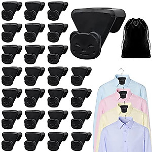 ZOCONE 25PCS Clothes Hangers, Space Saving Hangers for Clothes, Heavy Duty Hanger Connector Hooks Cascading Organizers to Expand Closet Space, with Storage Bag(Black)