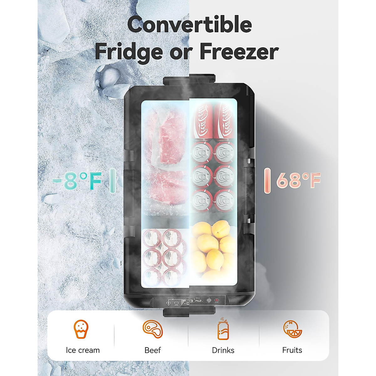 WOLFBOX 12V Portable Refrigerator, 26 Quart Car Fridge, RV Car Refrigerator with 12/24V DC 100/240V AC, Electric Cooler for Car, Camping, Travel and Home Use, APP Control