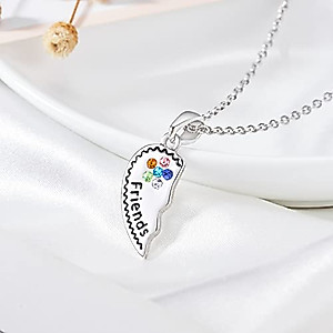 Lanqueen BFF Necklace for 2 Friendship Necklace Best Friend Necklaces for 2 Girls Best Friend Friendship Gifts for Women Friends Bestie Necklaces Crystal Heart Broken Necklace, Chain 18"