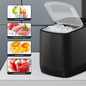 Portable Ice Maker Countertop with Self-Cleaning, 45lbs/24H, Bullet Ice Fast Making in 3.5 Mins, Compact Ice Machine with Ice Scoop/Basket, Perfect for Home Kitchen Party Camping Bar Office Outdoor RV