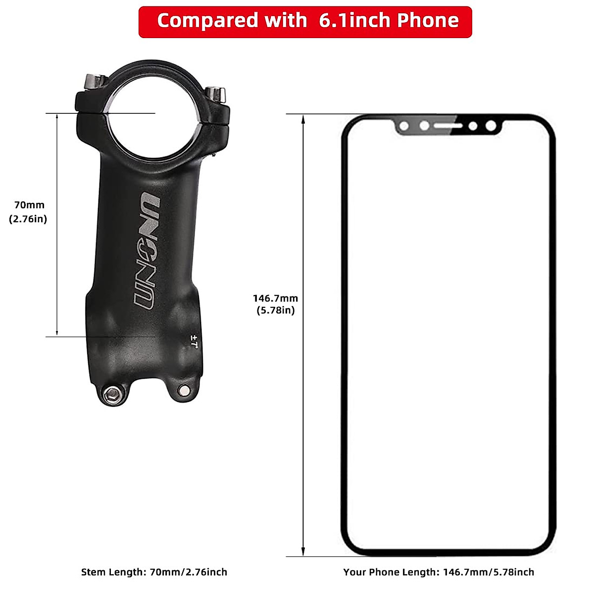 BESNIN Bike Stem, 7 Degree 31.8mm 60mm/70mm/80mm/90mm/110mmMTB Stem Mountain Bike Handlebar Stem for Bicycle, Road Bike, MTB, BMX, Cycling (7° 31.8 * 70mm)