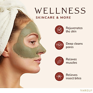 YARELI Bentonite Clay Powder Facial Mask & Detox Bath, Pure Indian Healing Clay, 2lb (32oz)