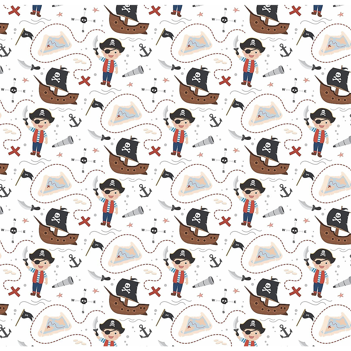 Pirate Wrapping Paper - Party Supplies - Gift Wrap - 30 x 20 Inch (3 Sheets)