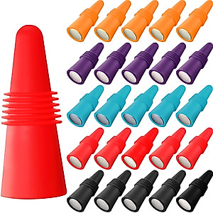 Wine Bottle Stopper Silicone Wine Bottle Sealer Silicone Beverage Bottle Plug Wine and Beverage Bottle Stopper Rubber Wine Saver for Bar, Kitchen, Holiday Party, Wedding (Assorted Color ,20 Pieces)