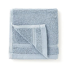 Amazon Basics Cotton Washcloths, Made with 30% Recycled Cotton Content - 12-Pack, Blue