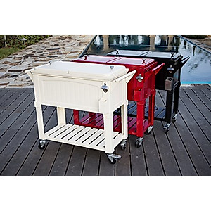 Permasteel PS-203F1-CREAM 80 Quart Patio Cooler with Insulated Basin, CREAM