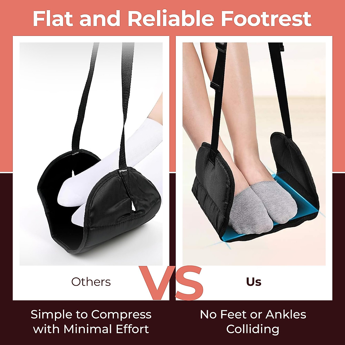 Swool Airplane Footrest: Elevate Your Travel with Compact & Portable Hammock Leg Comfort - Thickened Memory Foam for Support & Relaxation - Ideal for Flying, Office, and Bus Travel!