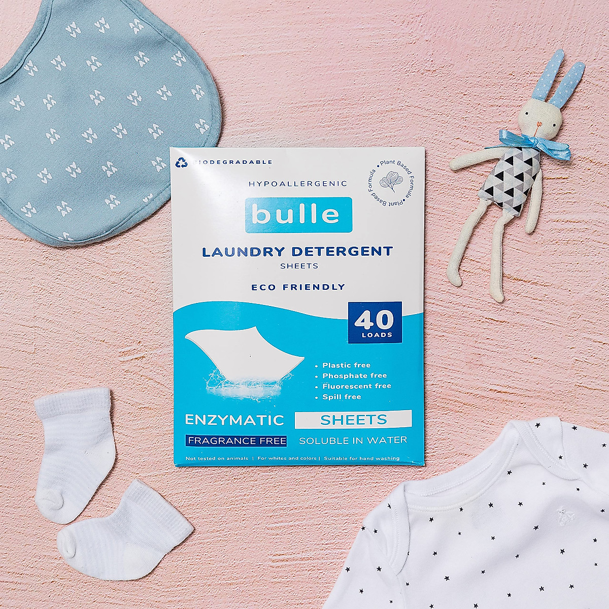 bulle - Laundry Detergent Sheets - Clothes Cleaning Solution, Removes Stain, Dirt & Odor, No Irritating Ingredients, Washing Strips, Fresh Linen Scent, Mothers Household Companion, 40 count, Unscented