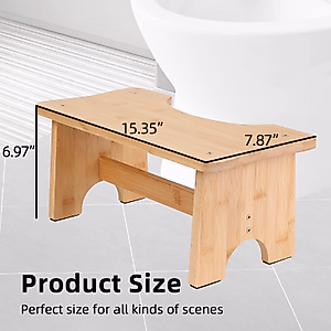 Moyilife Toilet Stool, 6.9 Inches Bamboo Toilet Assistance Step Stool