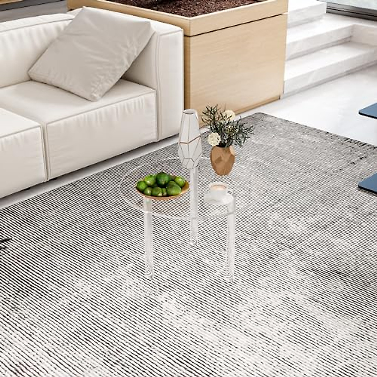 GOIOOIA Acrylic Coffee Table Round - 23.62" D X 23.62" W X 15.75" H Clear Coffee Table for Small Living Room Office Apartment Reception Room Modern Waterproof Sturdy Anti-Corrosion