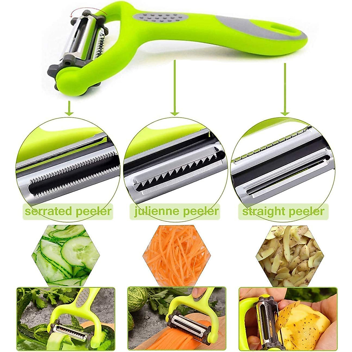 potato peeler,vegetable peeler,peelers for kitchen,potato peelers,3 in 1 and PP plastic Stainless Steel Peelers, with Ergonomic Non-Slip Handle & Sharp Blade, Good Durable (3PCS)